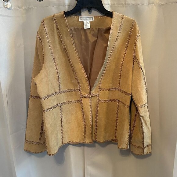 S.H.M. | Jackets & Coats | Smh Womens Jacket Large Beige Suede Leather ...